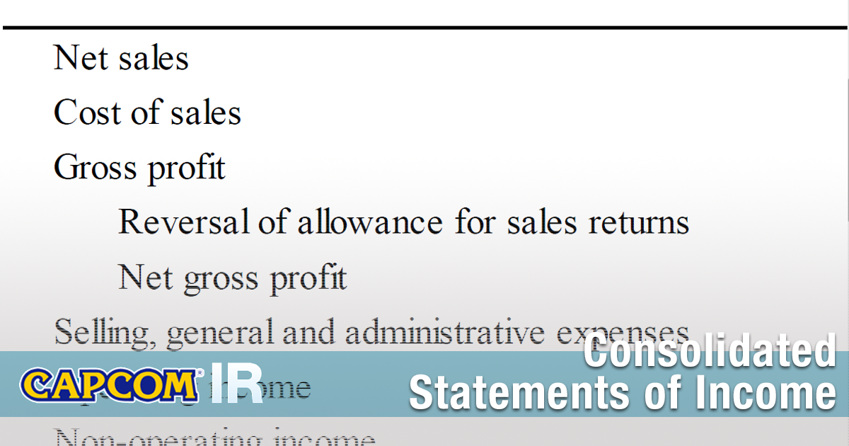 CAPCOM | Consolidated Statements of Income (Japan GAAP)